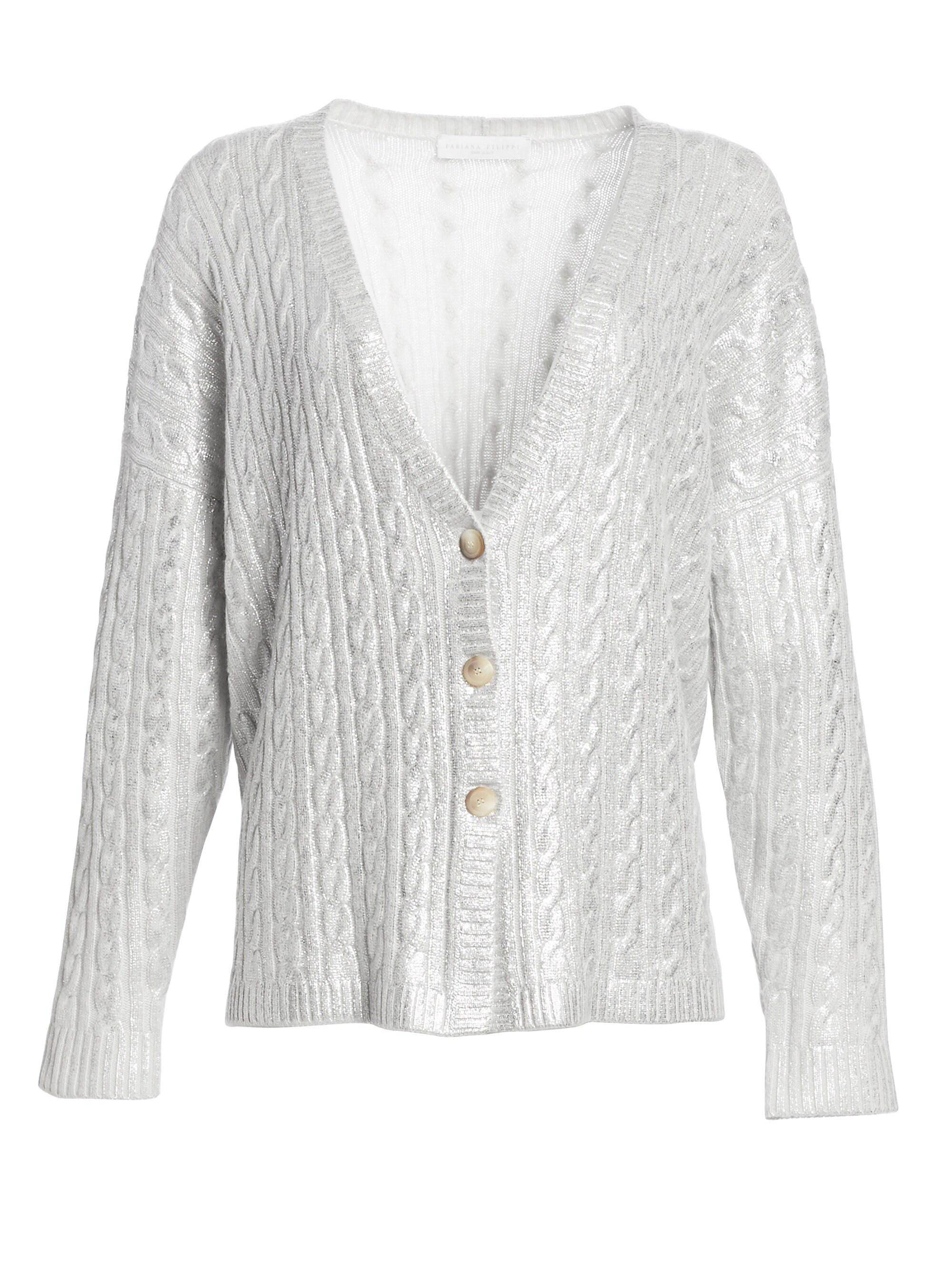Fabiana Filippi Cashmere Cable-knit Cardigan in Metallic - Lyst