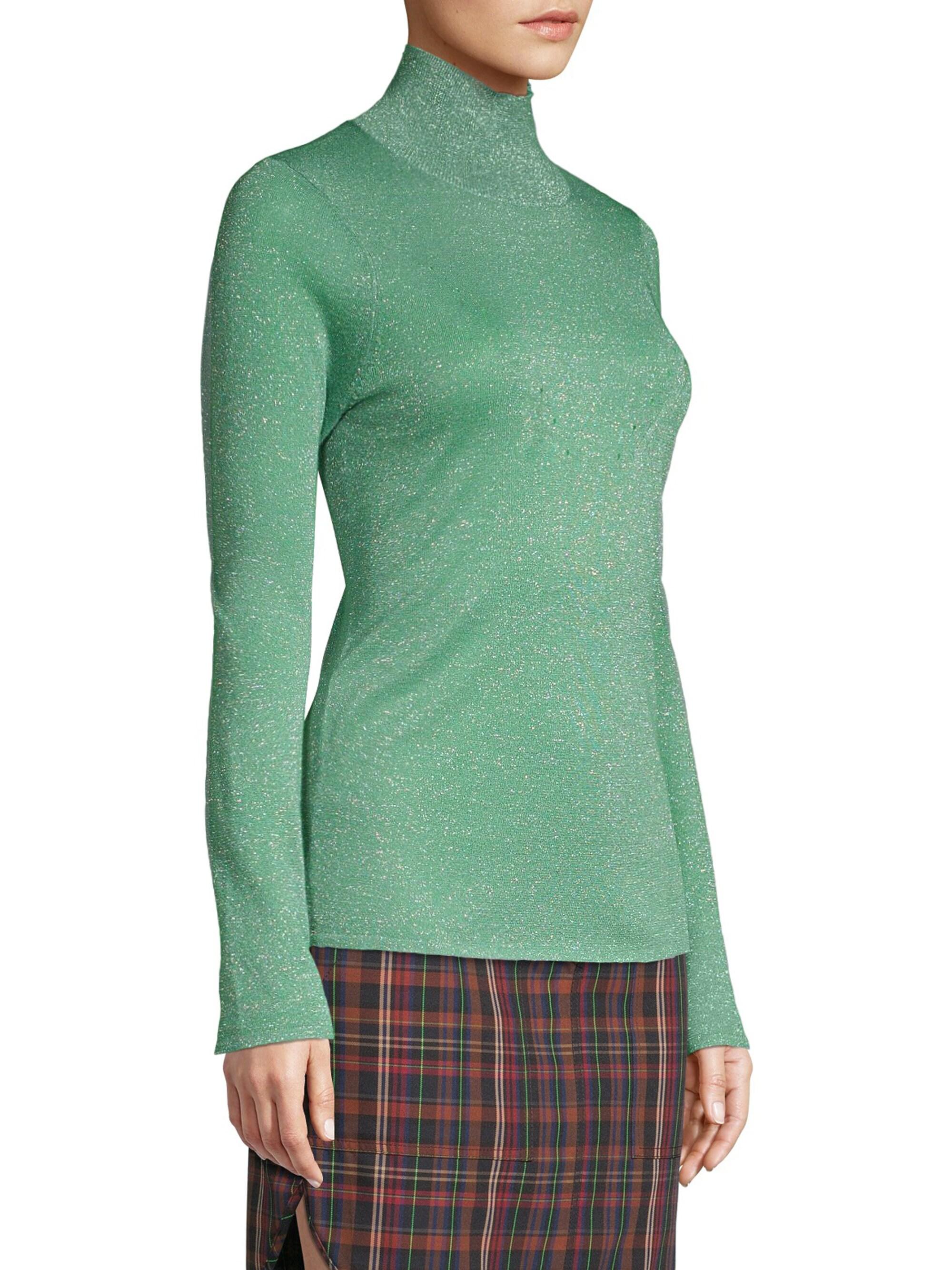 Sandro Synthetic Metallic Turtleneck Top in Almond Green (Green) - Lyst