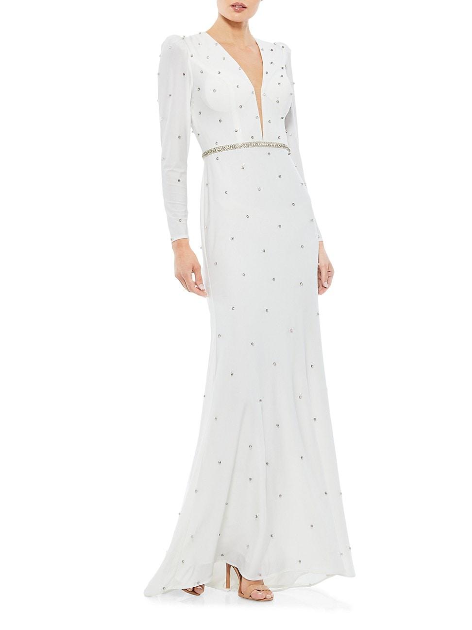 Mac Duggal Ieena Embellished Column Gown In White Lyst