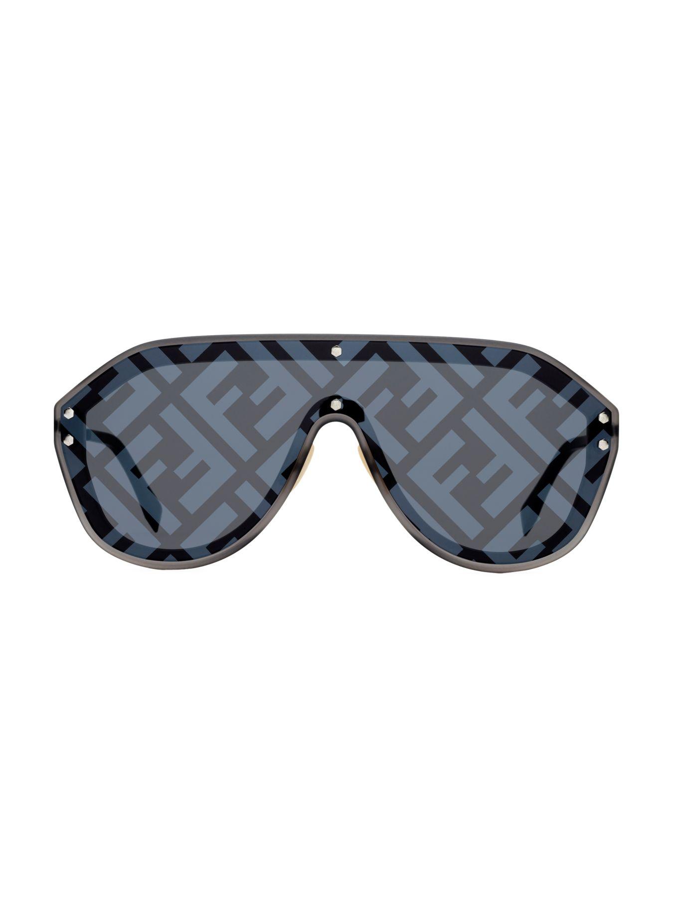 Fendi 99mm Logo Fashion Shield Sunglasses In Black For Men Lyst