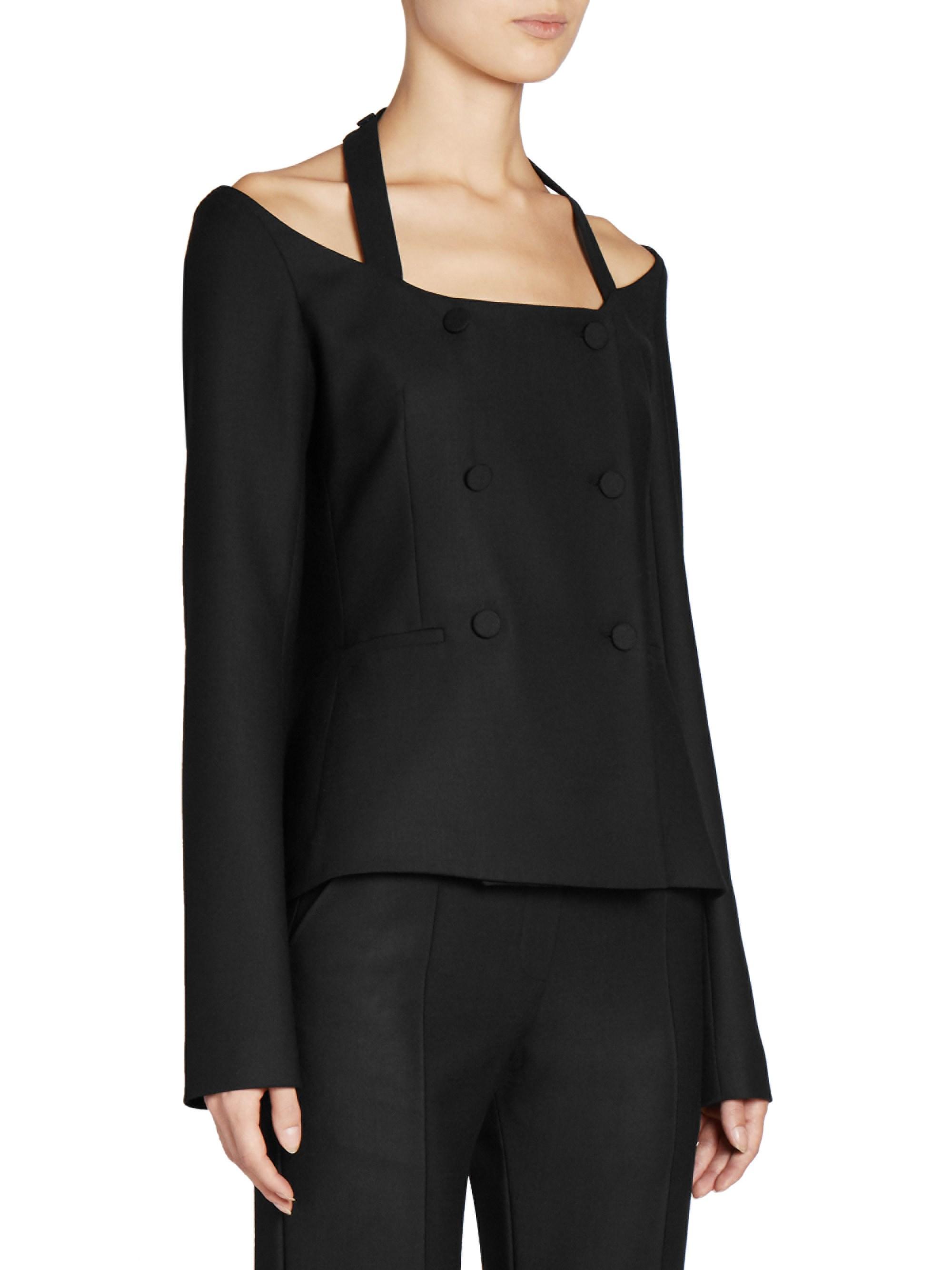 ROKH Women's Low Neck Peplum Blazer Top - Black in Black - Lyst