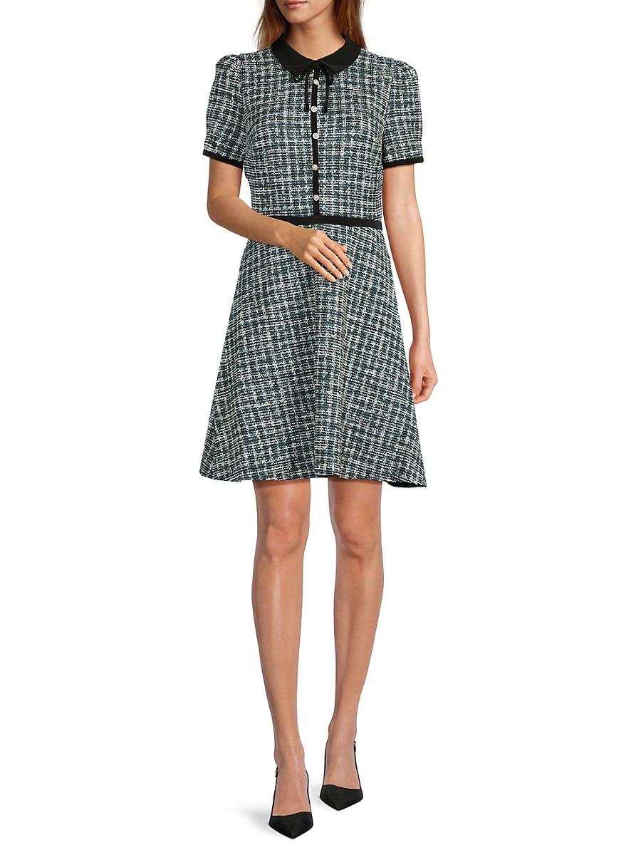 Karl Lagerfeld Boucle Knit Mini Dress in Blue | Lyst