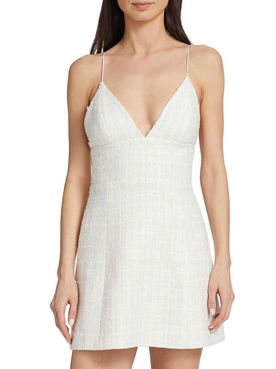 Alice + Olivia Alice + Olivia Carli Tweed Mini Empire Dress in White | Lyst