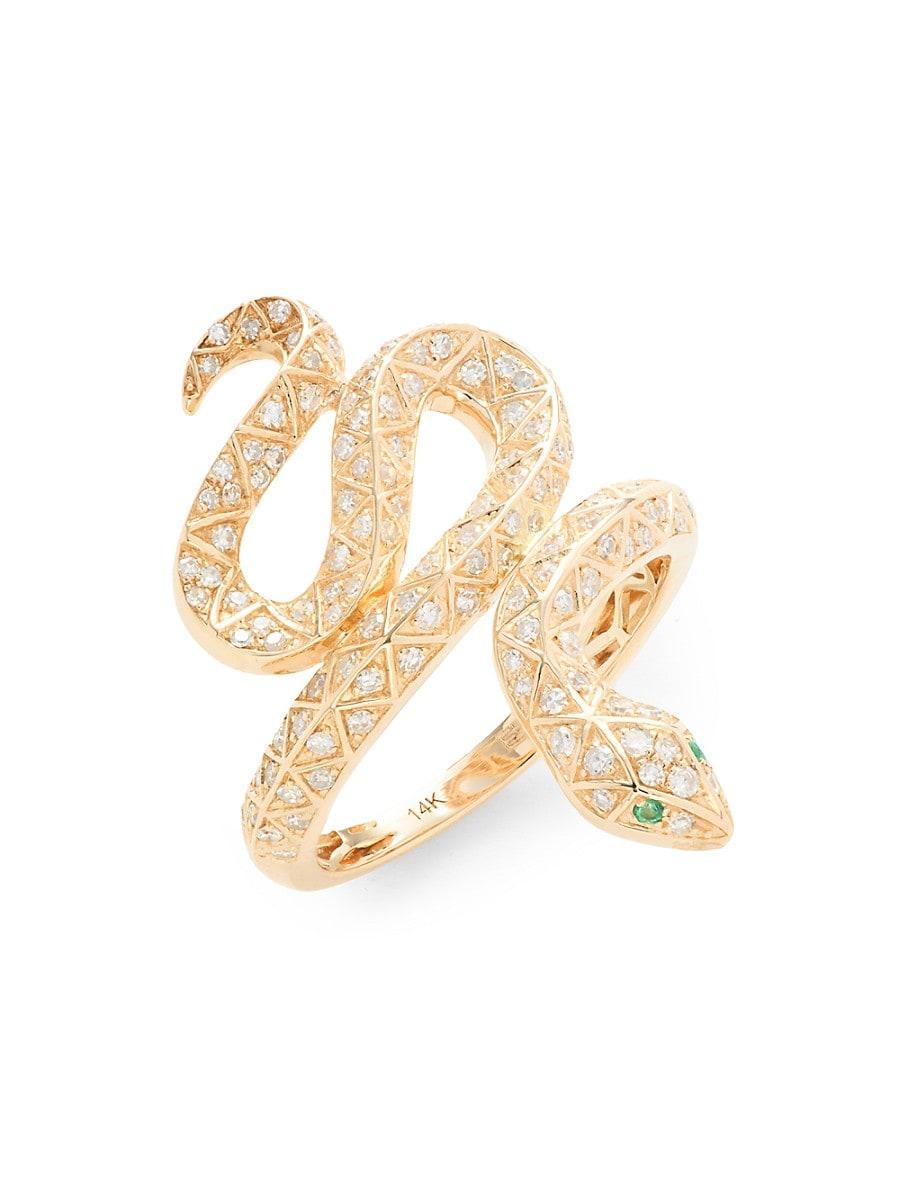 Effy 14K, Diamond & Snake Ring in White | Lyst Canada