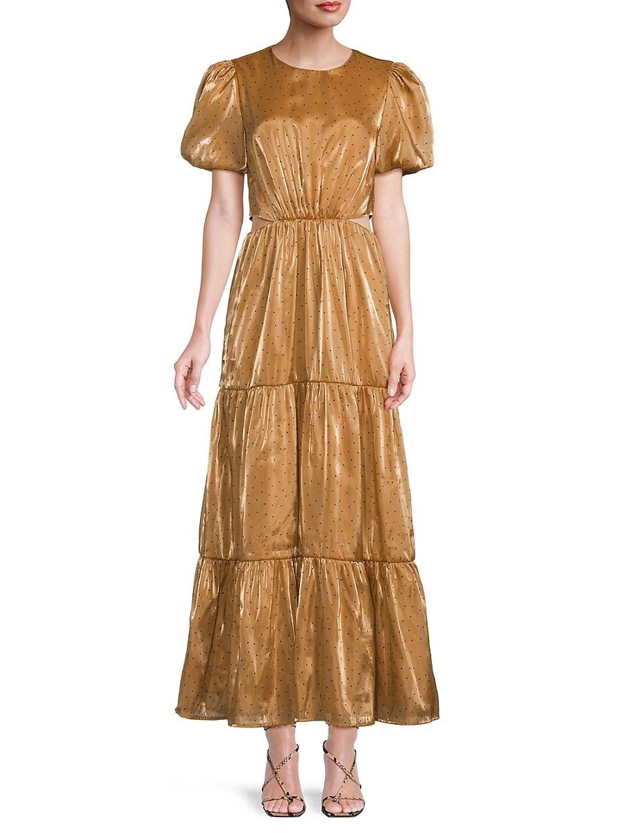 Wayf Plaza Floral Cut-out Tiered Maxi Dress in Metallic | Lyst Canada