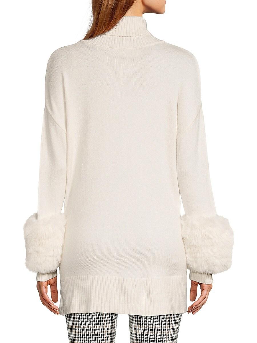 Saks Fifth Avenue Faux Fur Trim Turtleneck Sweater in Saks Fifth Avenue Faux Fur Trim Turtleneck Sweater in