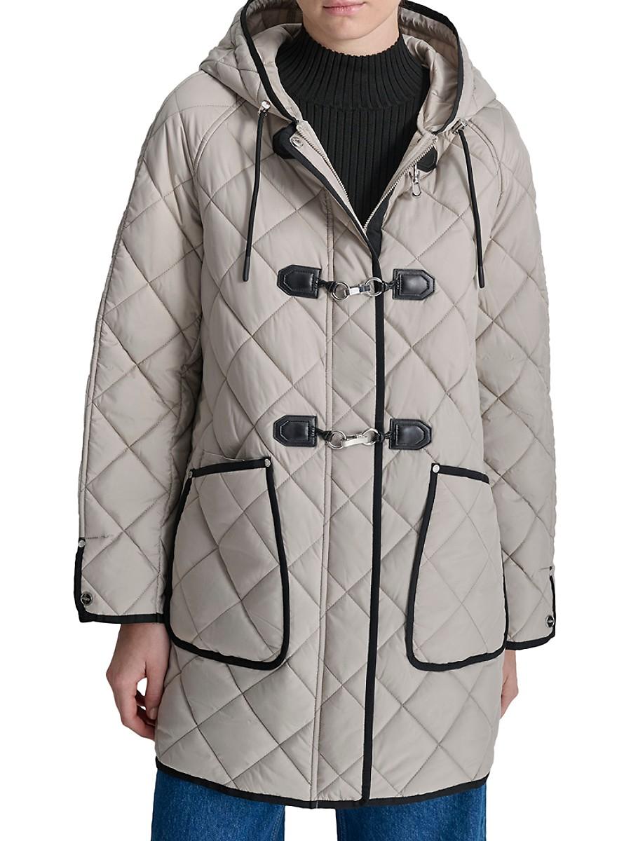 DKNY Toggle Quilted Jacket in Gray | Lyst