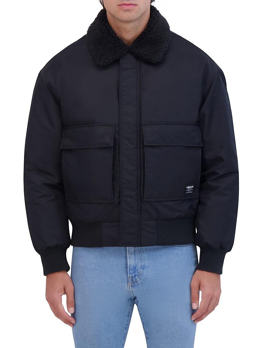 Hudson Jeans 'Faux Shearling Trim Bomber Jacket in Blue for Men | Lyst