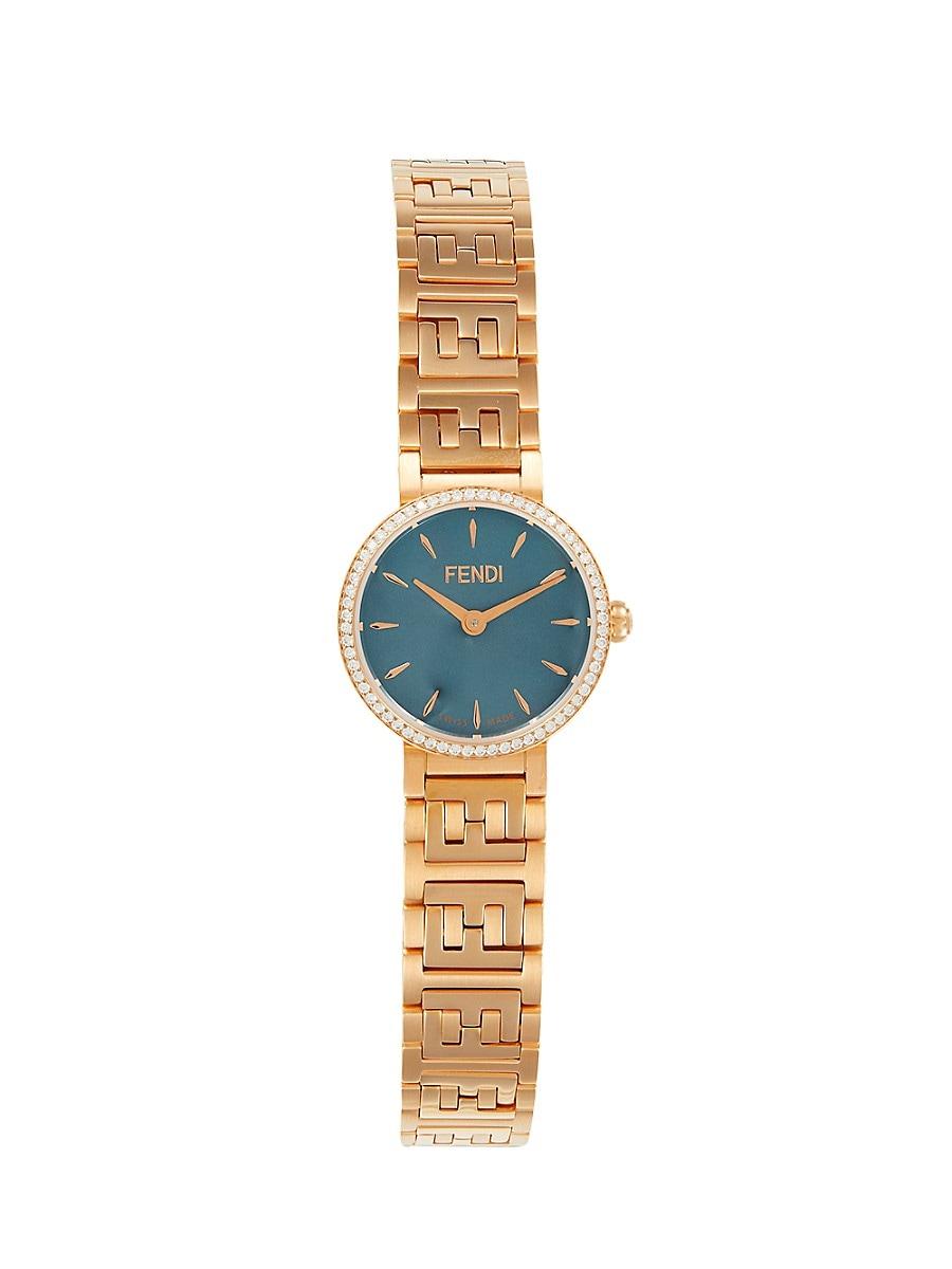 Fendi 19mm Stainless Steel Rose Goldtone,mother Of Pearl & Diamond ...