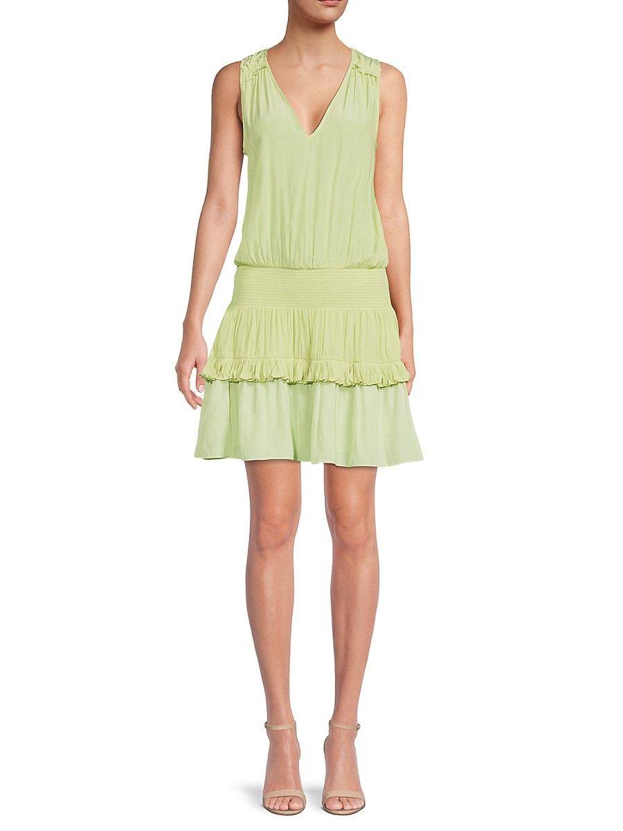 Ramy Brook Kiara Smocked Tiered Dress In Green Lyst