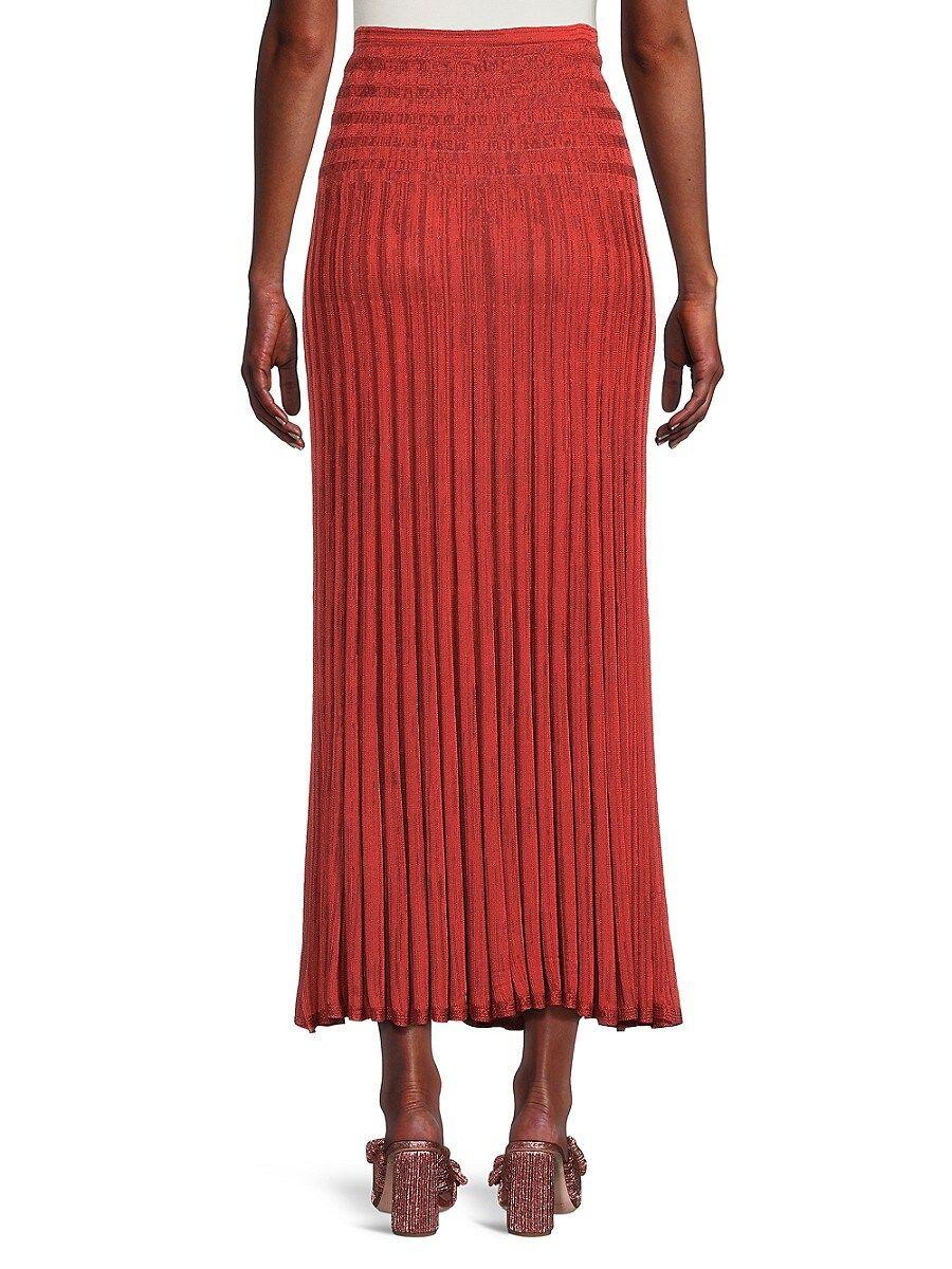 Red Pleated Maxi Skirt