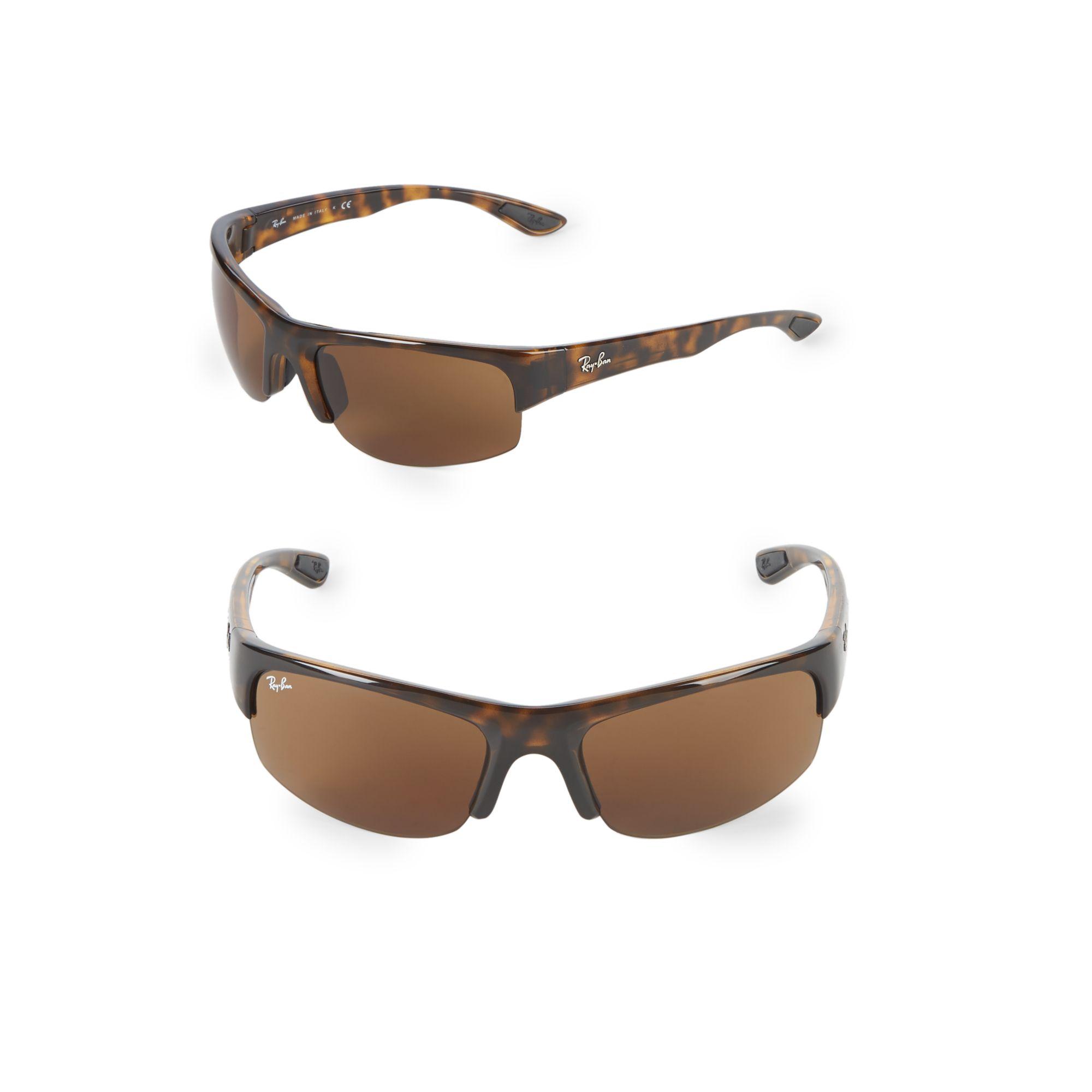 Ray-Ban 62mm Rectangle Wrap Sunglasses in Black for Men - Lyst