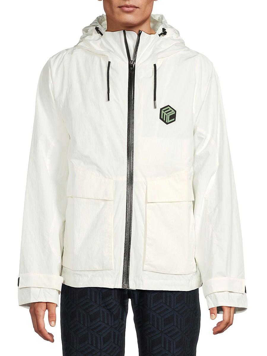 MCM Hooded Logo Jacket in White for Men | Lyst
