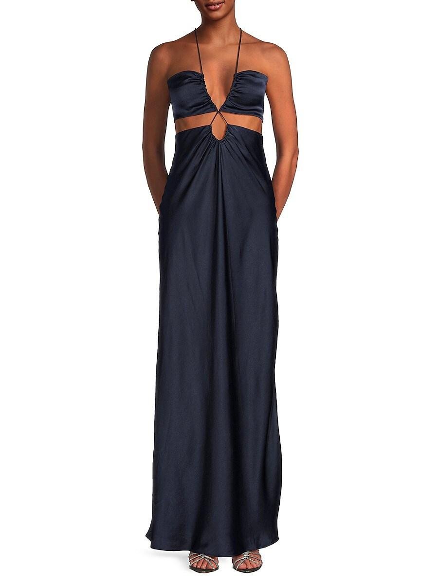 Ba&sh Carmine Cutout Satin Maxi Dress in Blue | Lyst