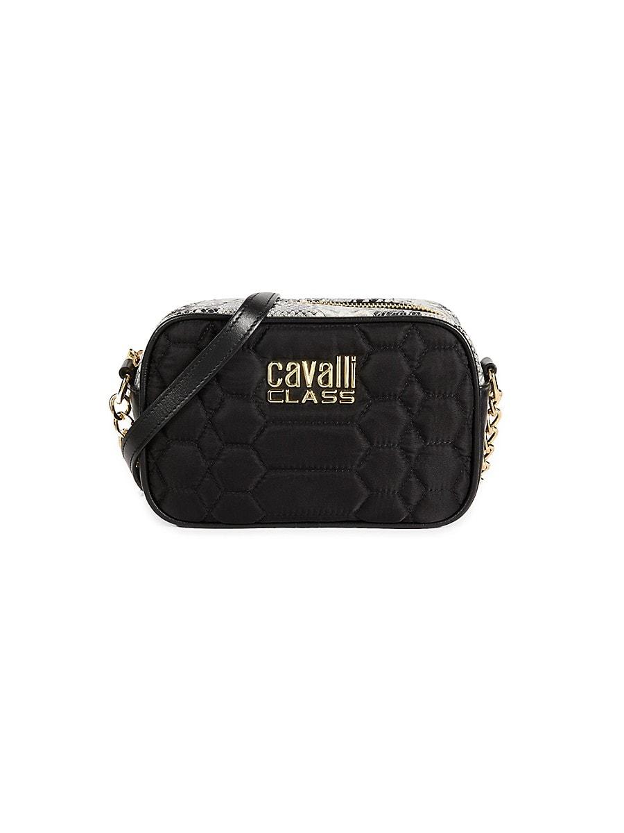 Cavalli Class by Roberto Cavalli Logo Quilted Crossbody Bag in Black | Lyst