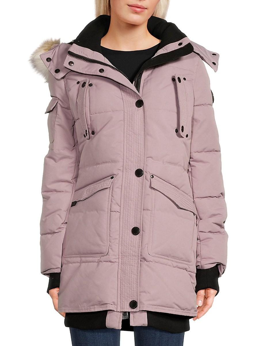 Noize 'Faux Fur Trim Parka in Pink | Lyst