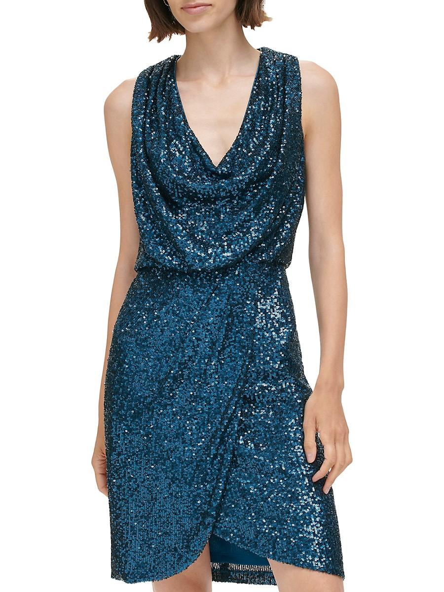 Eliza J Sequin Mini Cocktail Dress in Blue | Lyst