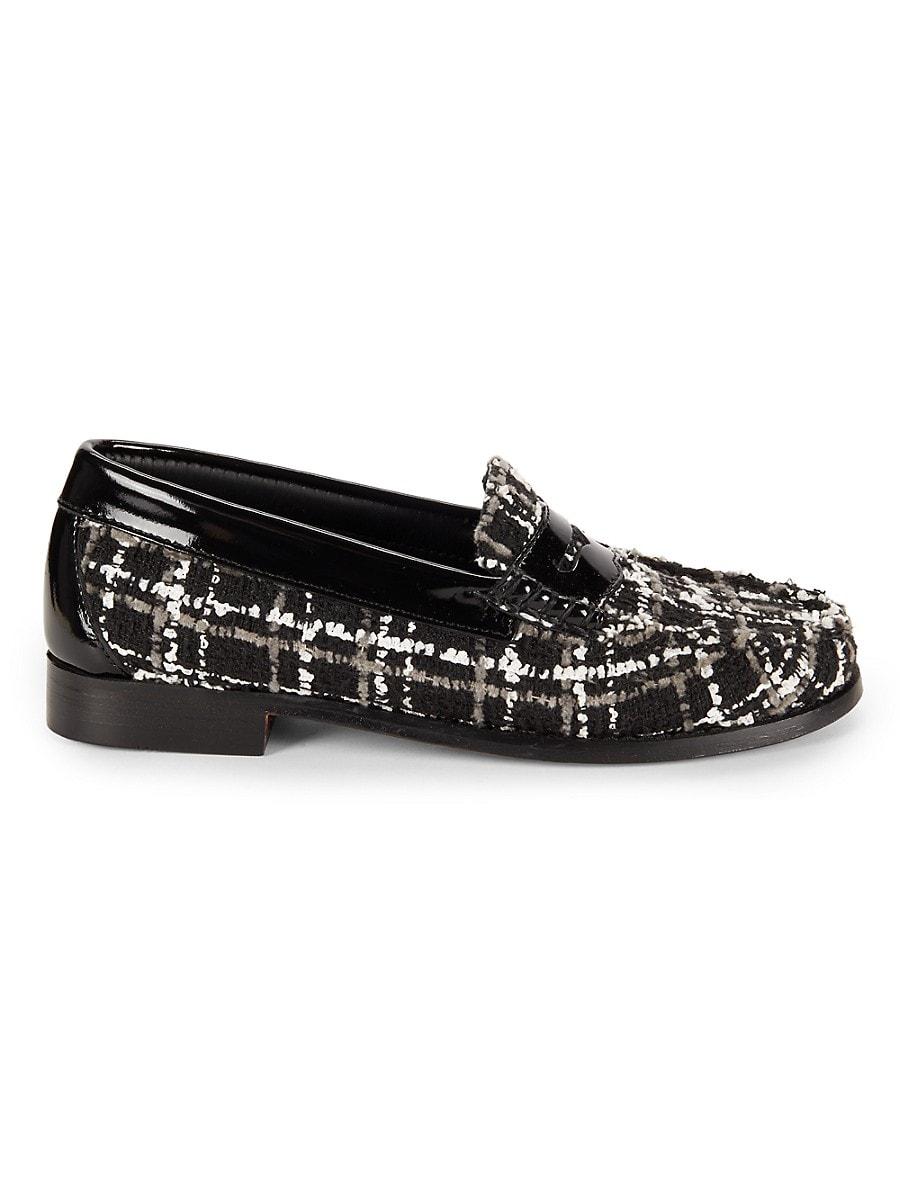 G.H. Bass & Co. Tweed Penny Loafers with Patent Trim in Black | Lyst