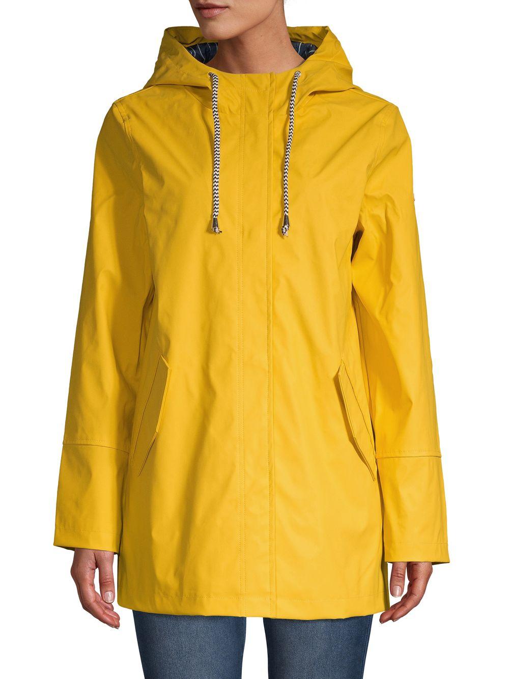 French Connection Synthetic Hooded Raincoat in Yellow - Lyst