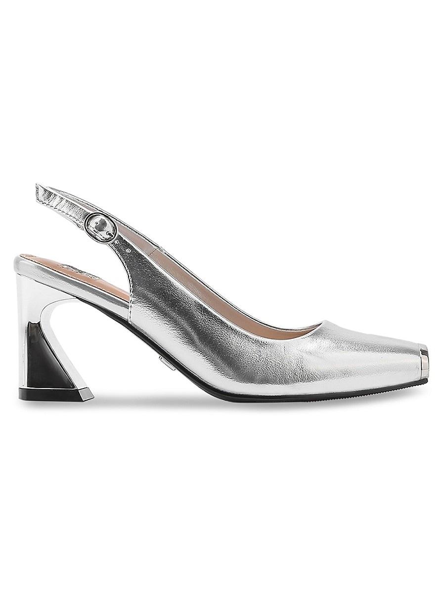 Lady Couture Loraine Curved Heel Slingback Pumps in White | Lyst