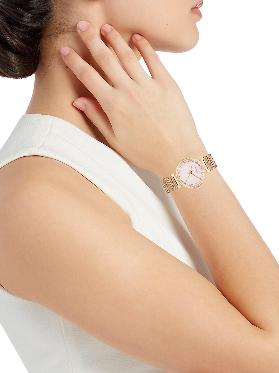 Fendi 29mm Rose Gold Ip Stainless Steel 0.40 Tcw Diamond Bracelet Watch in White Lyst UK