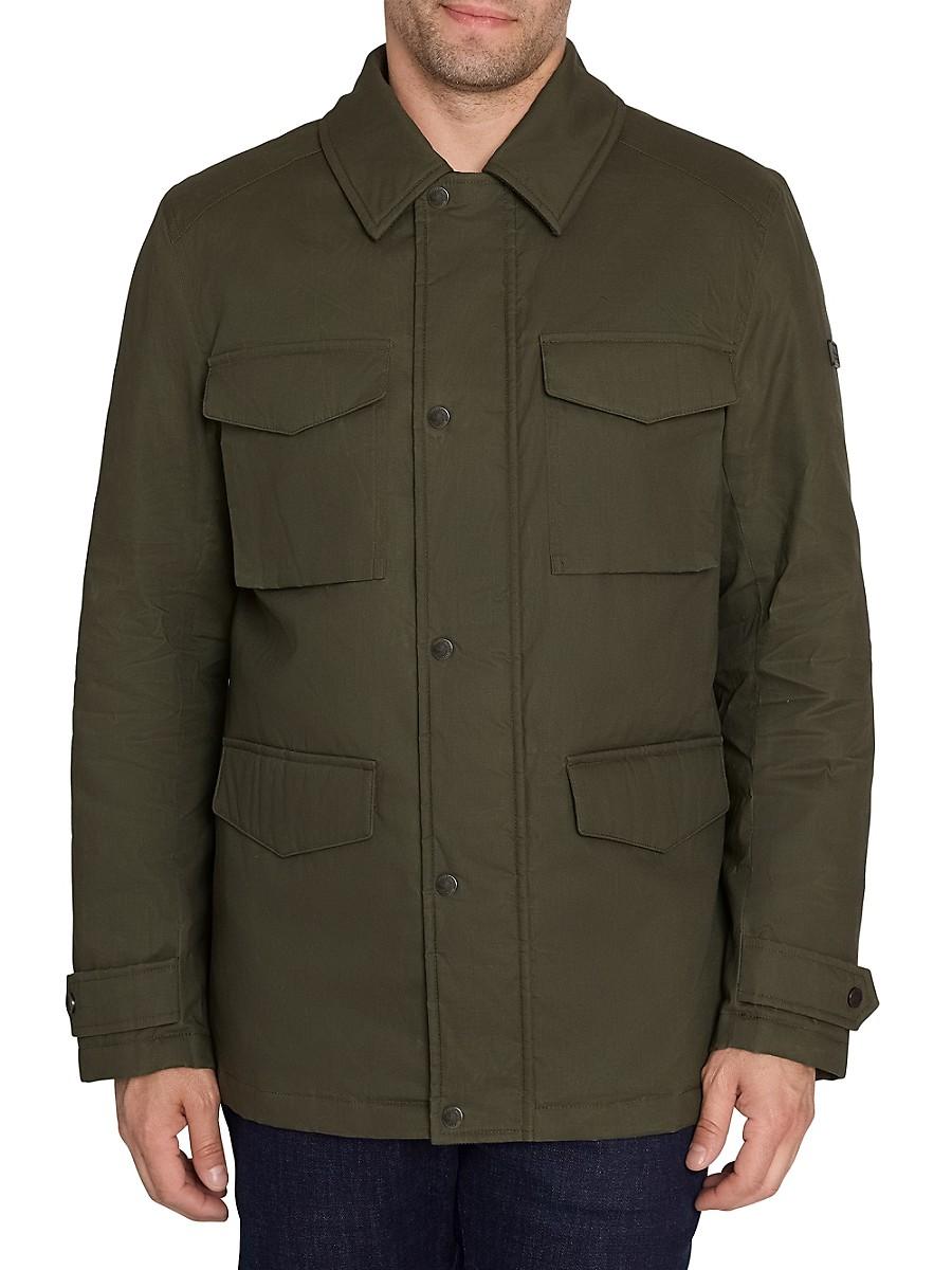 Sam Edelman 'Waxed Cotton Cargo Field Jacket in Green for Men | Lyst
