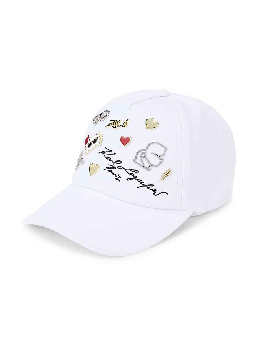 Karl Lagerfeld Logo Charm Baseball Cap in White | Lyst
