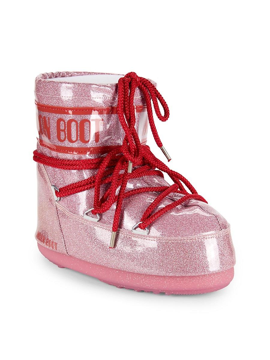 Moon Boot Glitter High Top Sneakers in Pink | Lyst