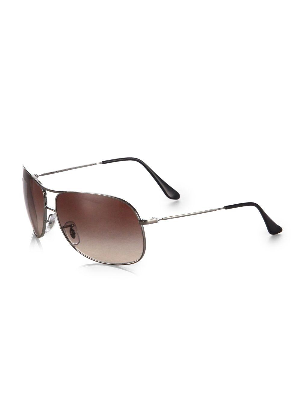 Ray-Ban Rb3267 64mm Square Wrap Aviator Sunglasses in Silver (Metallic ...