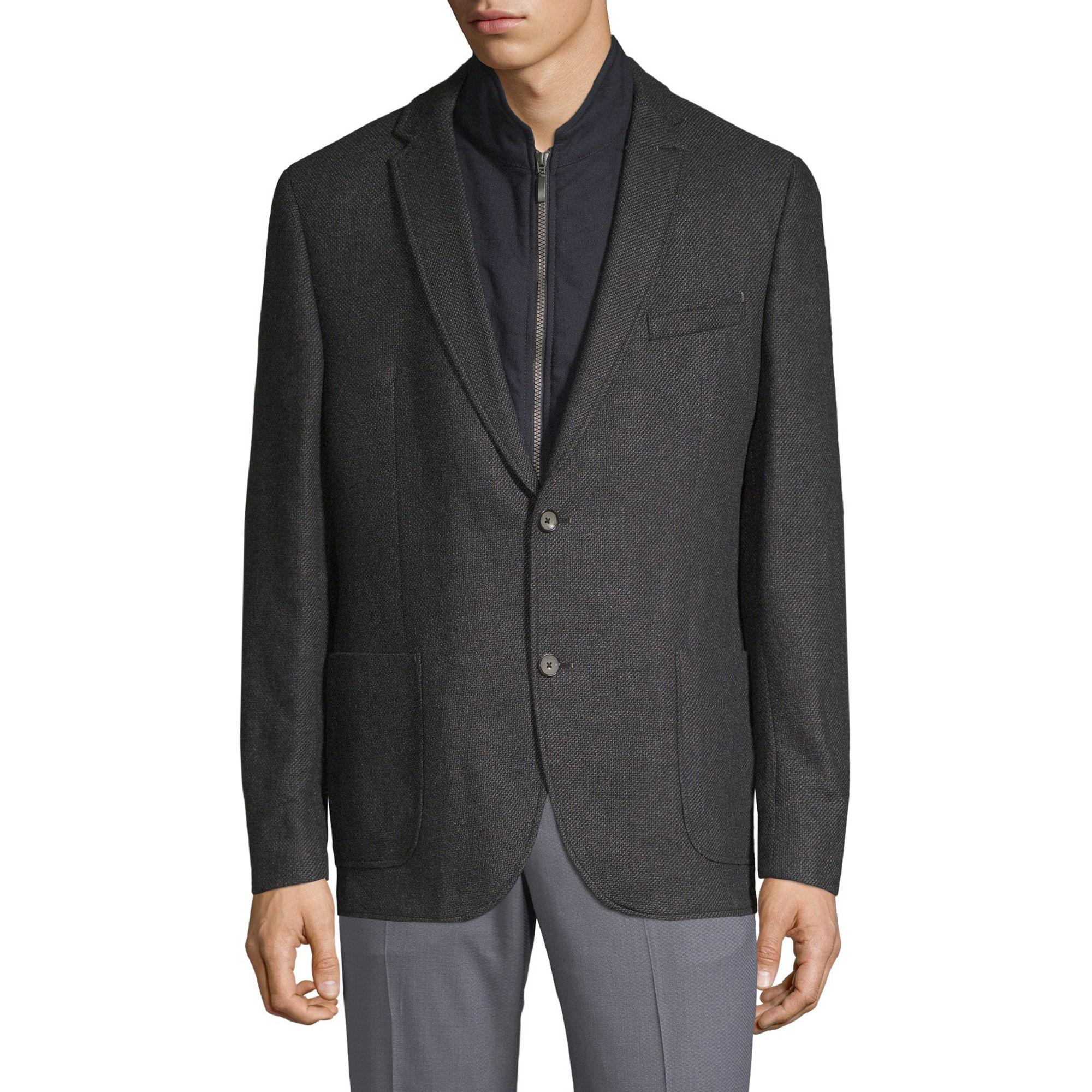 Bugatti Wool Textured Hybrid Sports Jacket in Charcoal (Gray) for Men ...