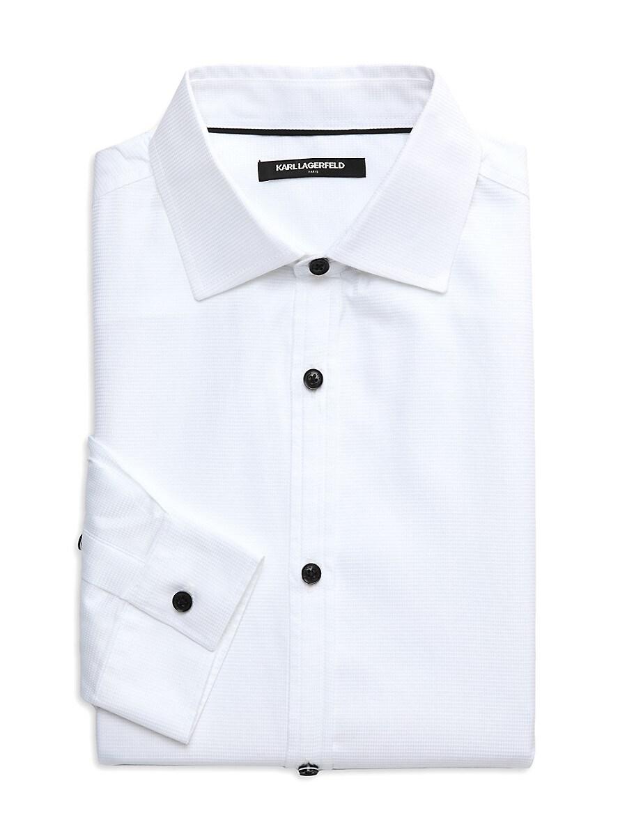 Karl Lagerfeld Jacquard Spread Collar Dress Shirt in White for Men | Lyst