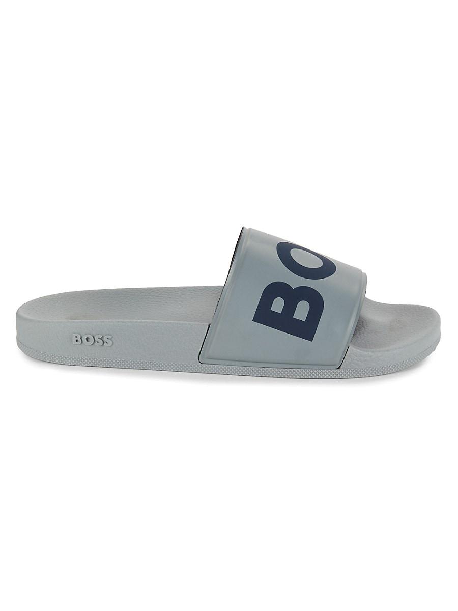 BOSS Sean Logo Slides in Blue for Men | Lyst