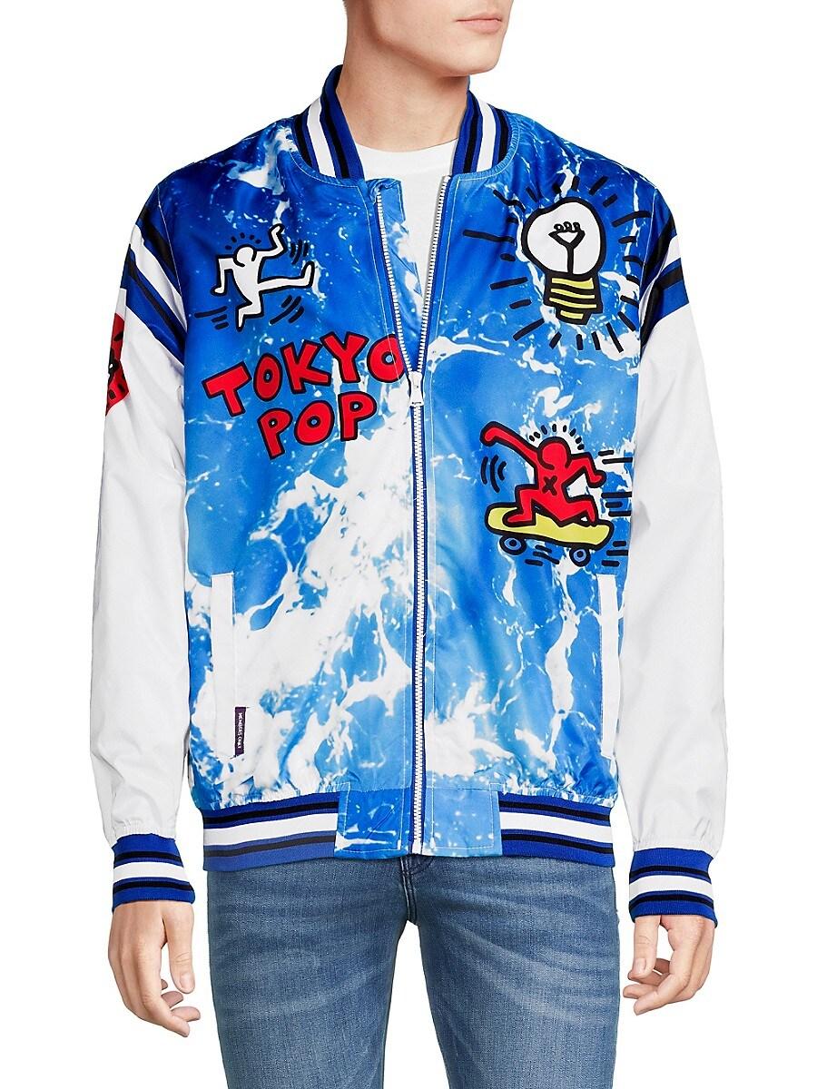 Members Only Keith Haring Graphic Bomber Jacket in Blue for Men | Lyst UK