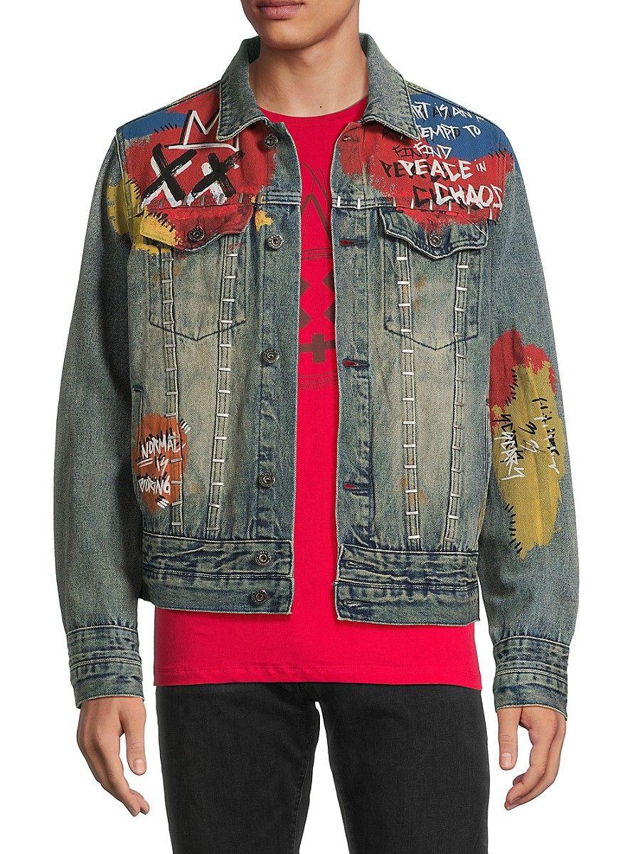 Cult Of Individuality Type Iv Graphic Denim Jacket in Red for Men | Lyst