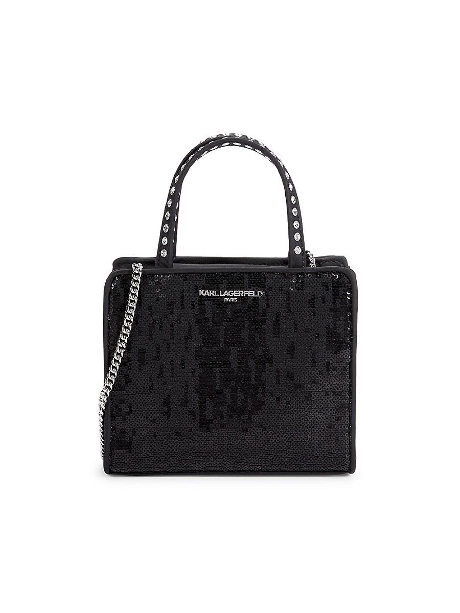 Karl Lagerfeld Mini Maybelle Sequin Top Handle Bag in Black | Lyst
