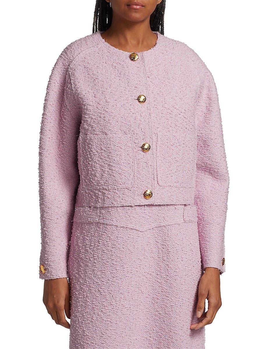 St. John Bouclé Sparkle Tweed Jacket in Purple | Lyst
