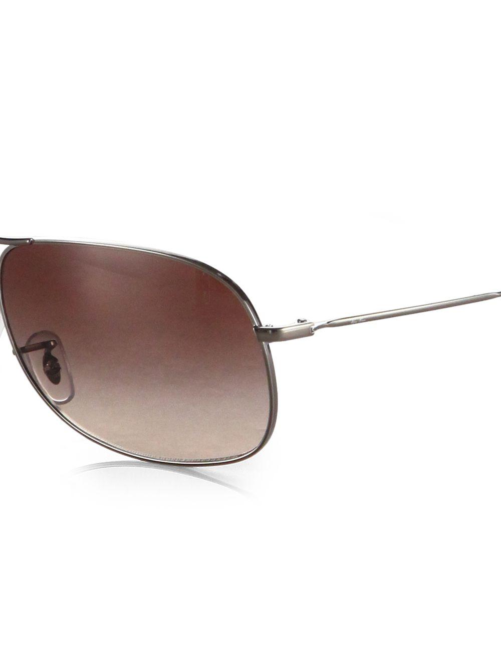 Ray-Ban Rb3267 64mm Square Wrap Aviator Sunglasses in Silver (Metallic ...