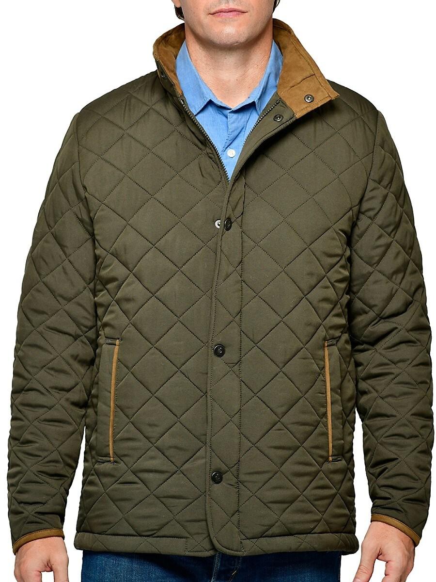 Thermostyles Diamond Quilted Puffer Jacket in Green for Men | Lyst