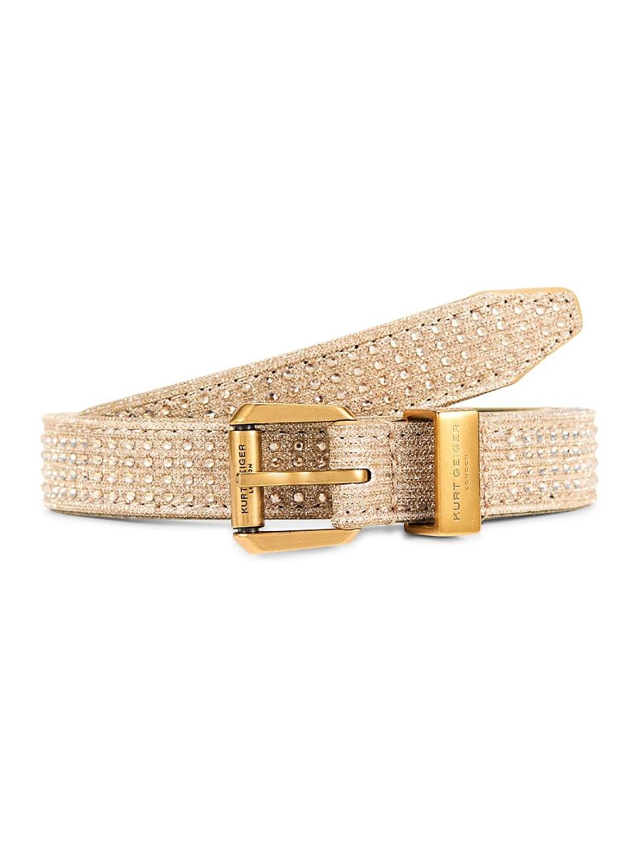 Kurt Geiger Crystal Embellished Belt in Natural | Lyst