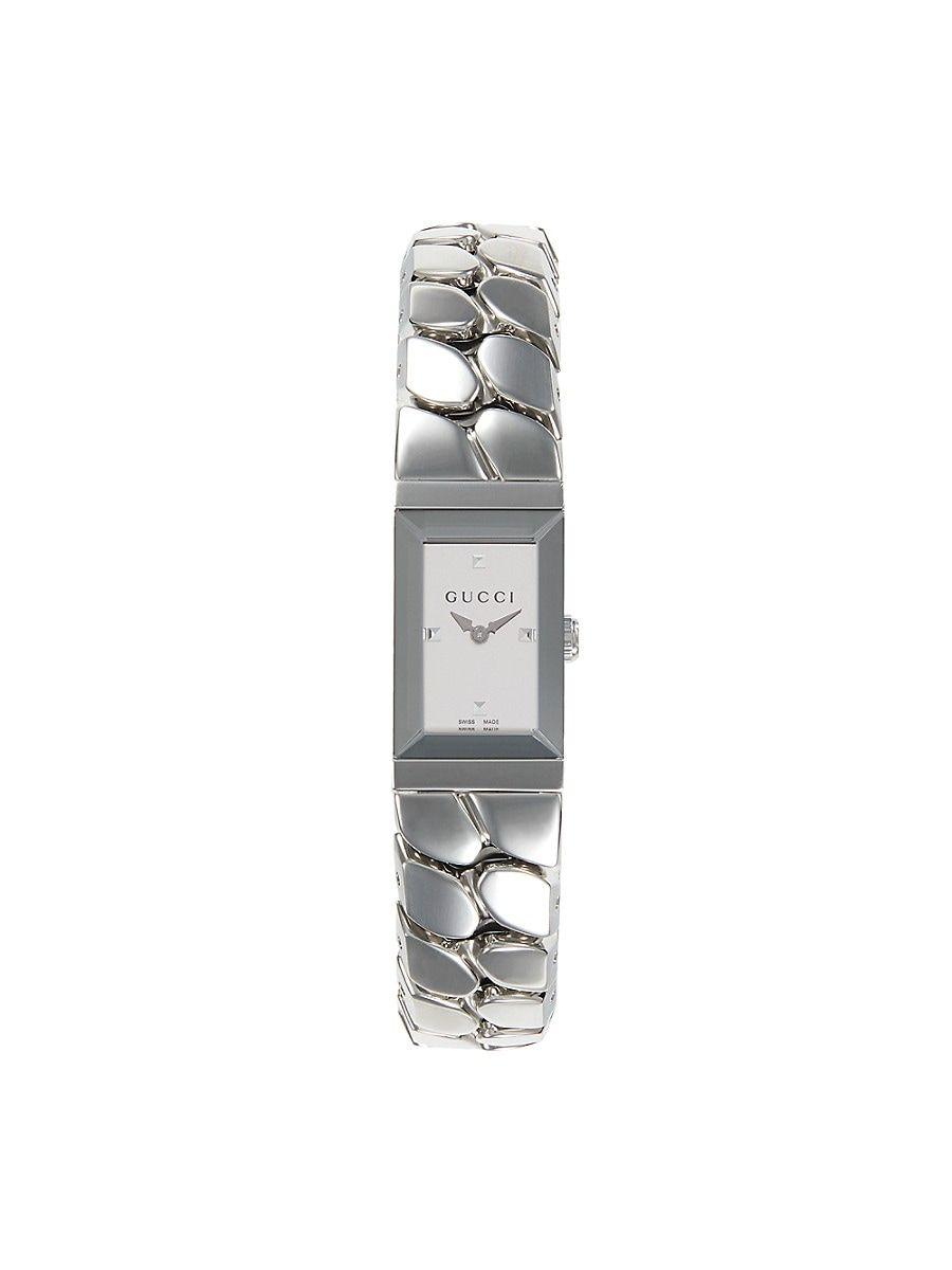 Gucci Stainless Steel Rectangular Bracelet Watch in White | Lyst