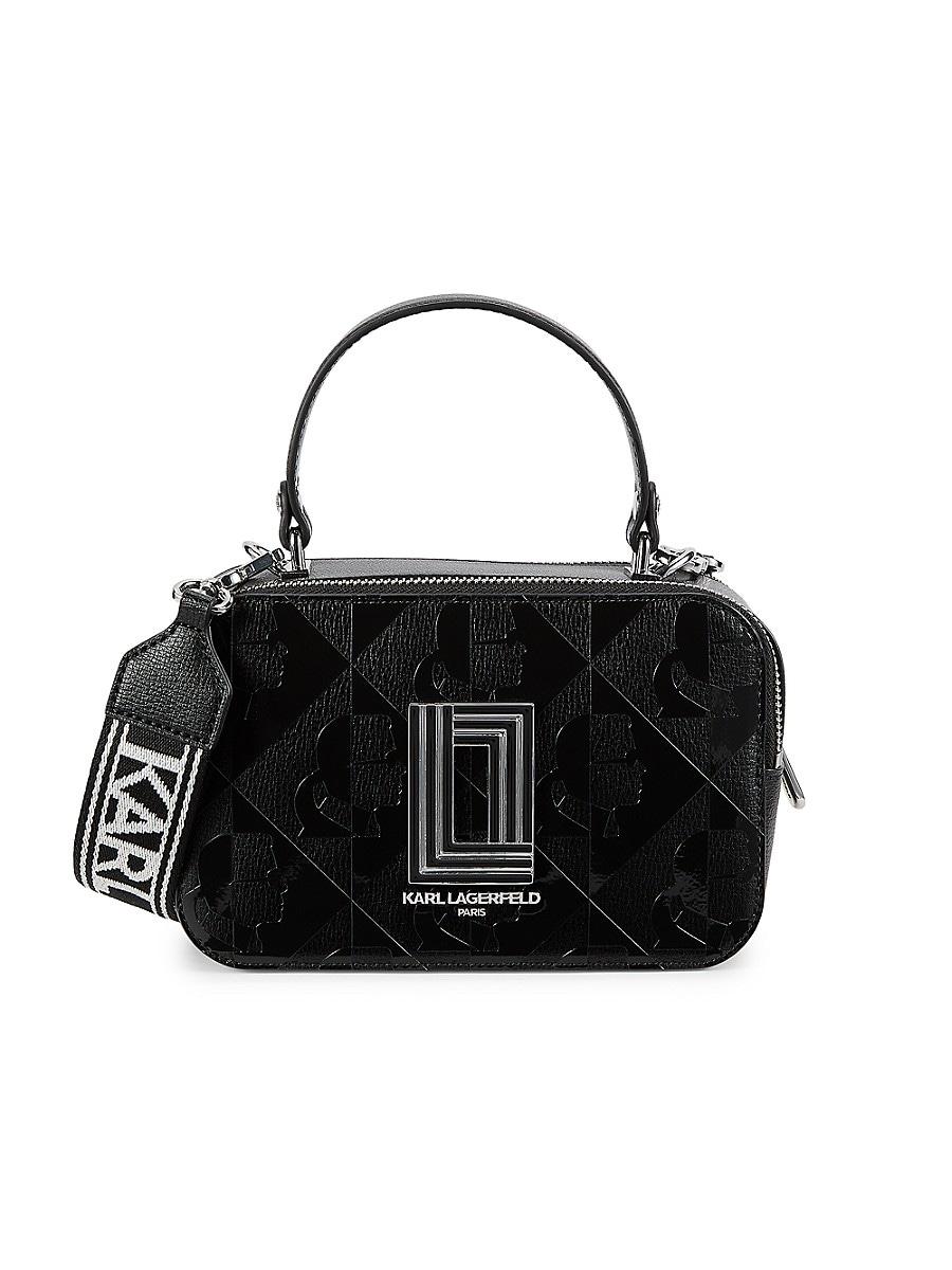 Karl Lagerfeld Simone Logo Leather Camera Top Handle Bag in Black | Lyst