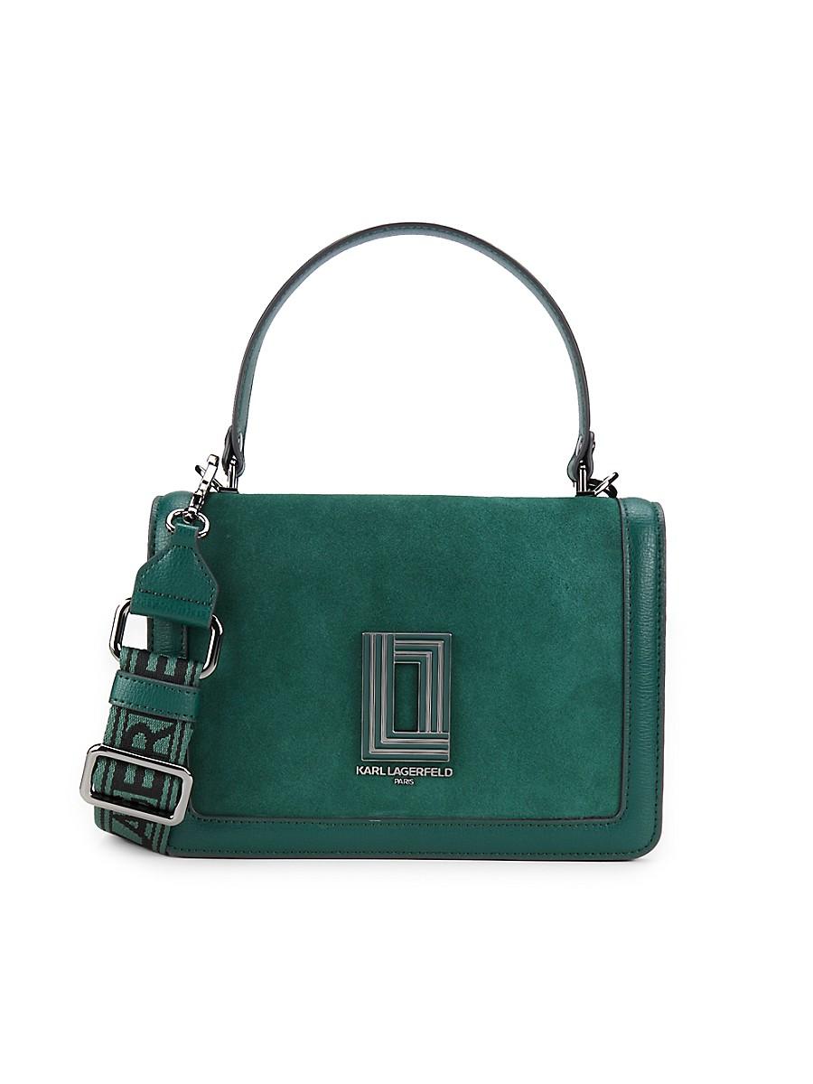 Karl Lagerfeld Simone Suede Crossbody Bag in Green | Lyst