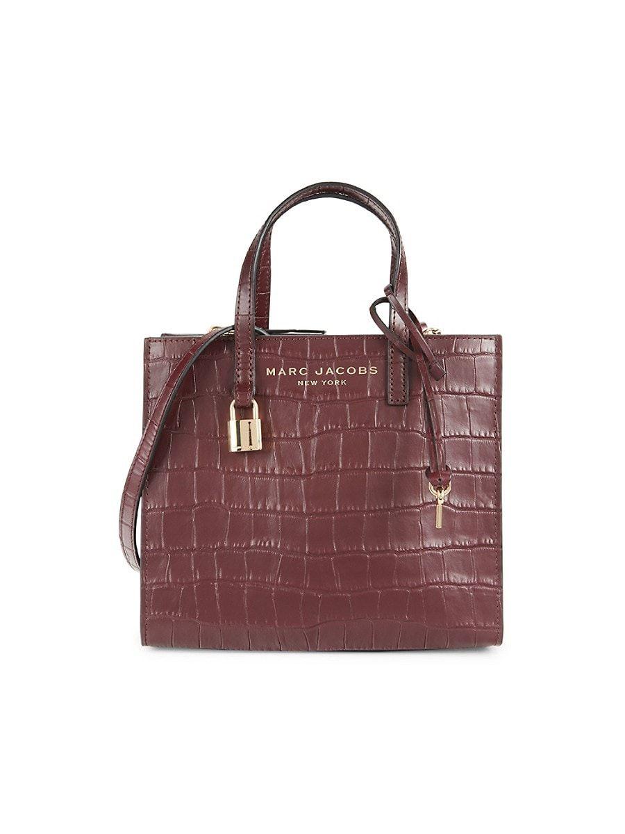 Marc Jacobs Mini Grind Croc Embossed Leather Top Handle Bag in Purple ...
