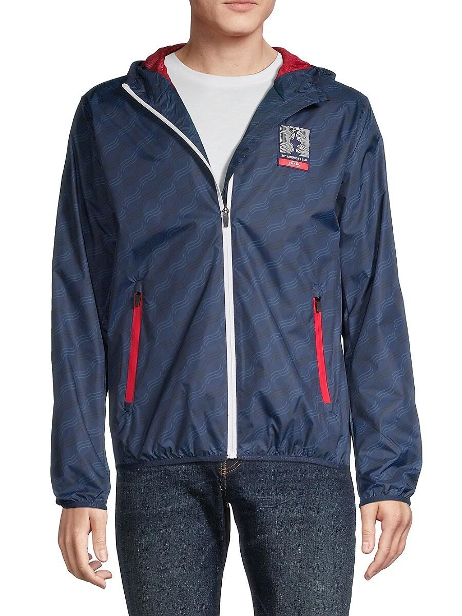 Prada America's Cup Hooded Windbreaker Jacket in Blue for Men | Lyst
