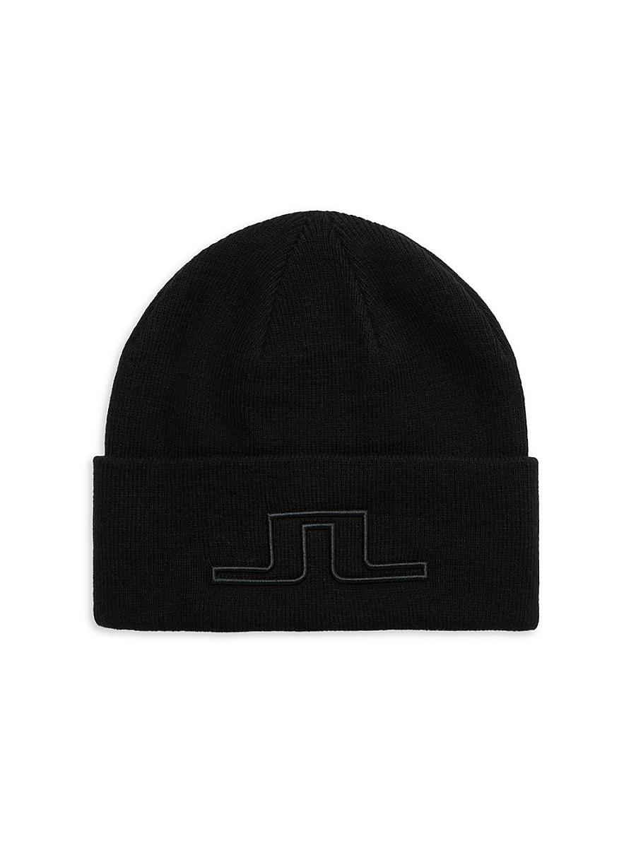 J.Lindeberg J. Lindeberg Cory Ribbed Logo Beanie in Black for Men | Lyst