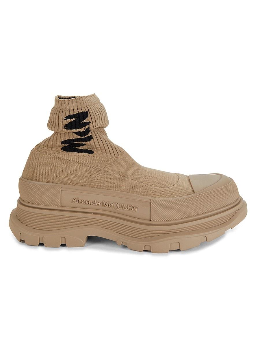 Alexander McQueen Logo Rib-Knit Sock Boots in Natural for Men | Lyst