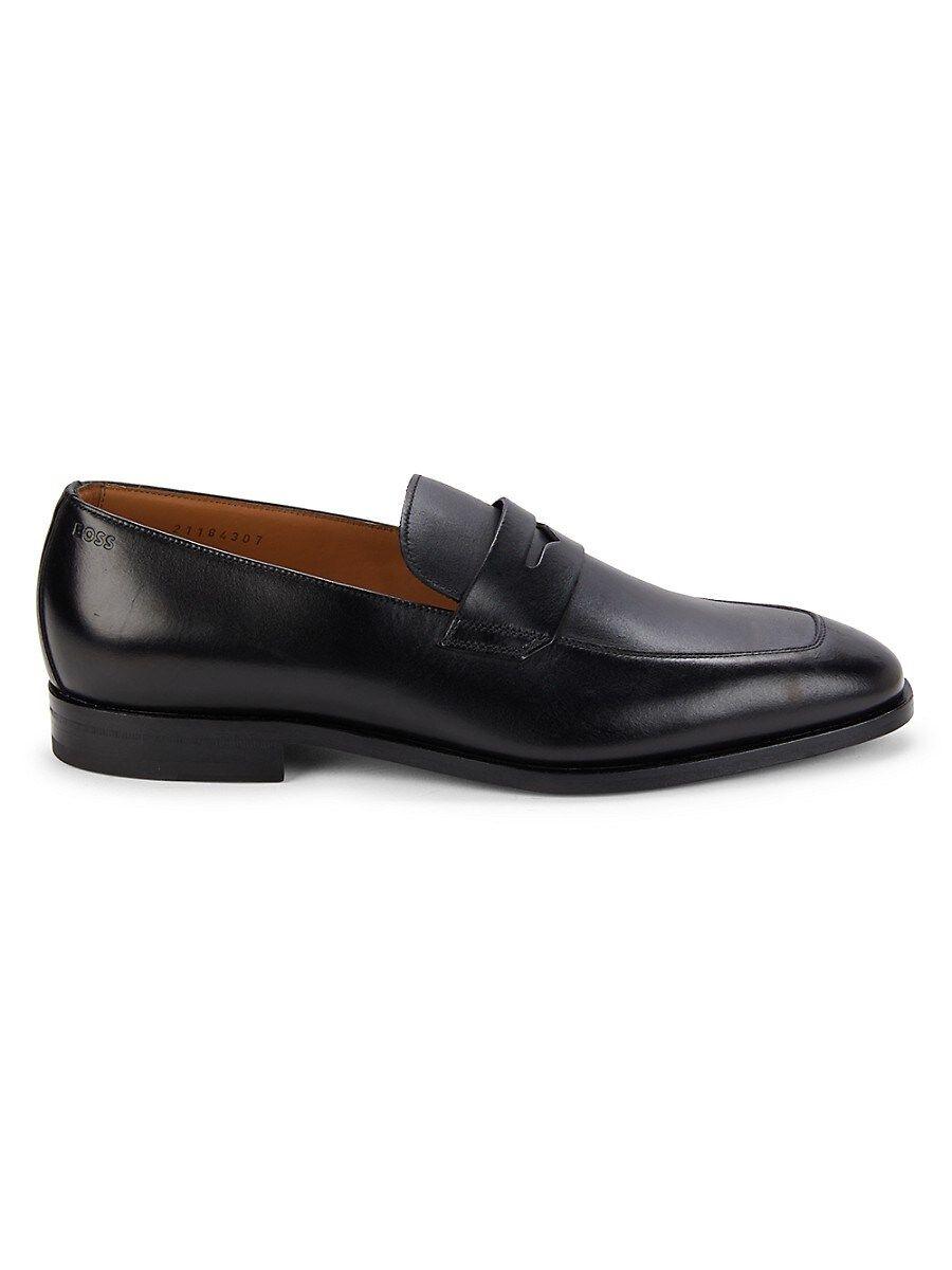 BOSS by HUGO BOSS Black Lisbon Leather Penny Loafers for Men | Lyst
