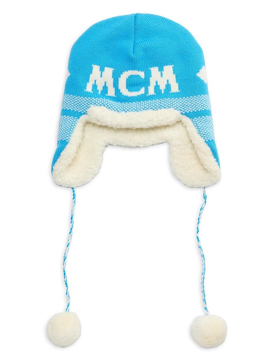 MCM Logo Merino Wool Trapper Hat in Blue for Men | Lyst
