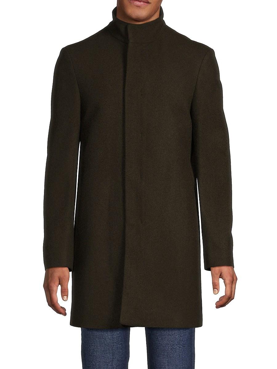 Calvin Klein Mixy Slim Fit Wool Blend Coat in Black for Men | Lyst