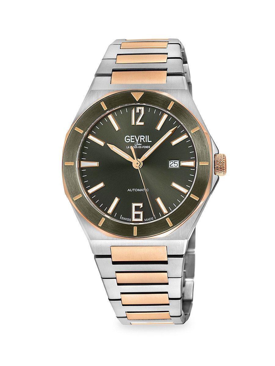 Gevril High Line 43mm Swiss Automatic Two Tone Stainless Steel Watch in ...